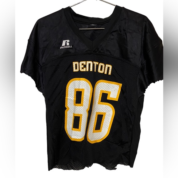 Russell Athletic | Shirts | Vintage Denton Black Yellow 68 Football Jersey Ripped Arms Waist ...